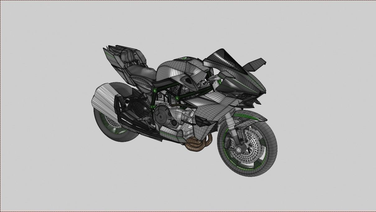 Kawasaki Ninja H2R - Supersport Racing Motorcycle 3D model | CGTrader