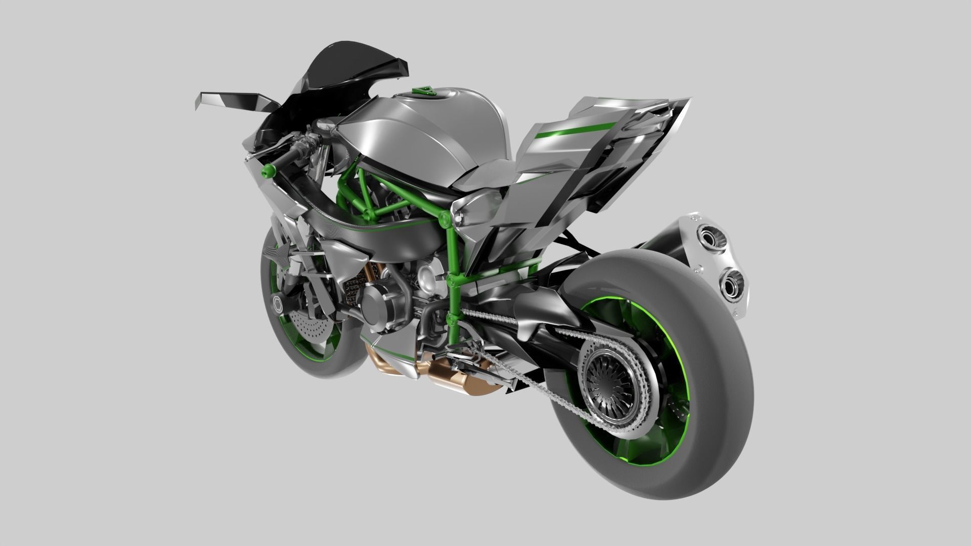 Kawasaki Ninja H2R - Supersport Racing Motorcycle 3D model | CGTrader