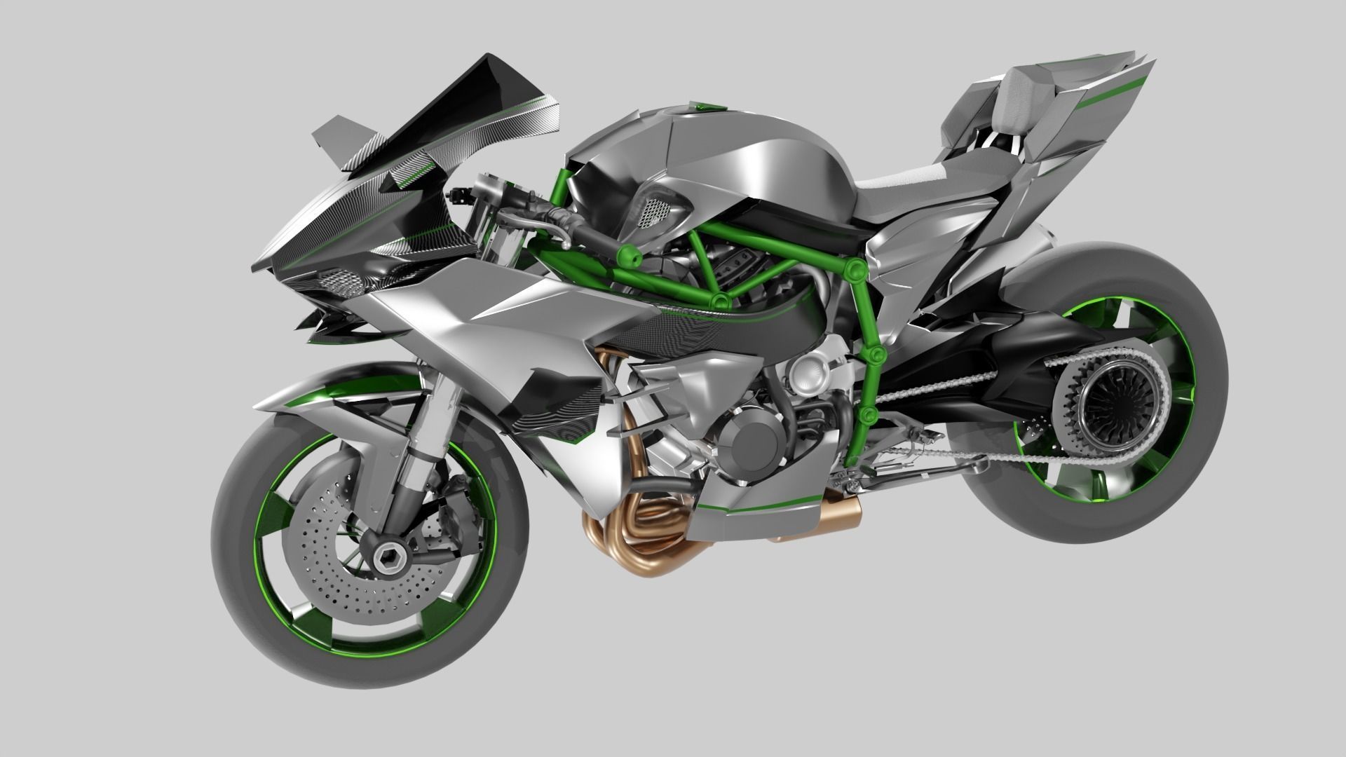 Kawasaki Ninja H2R - Supersport Racing Motorcycle 3D model | CGTrader