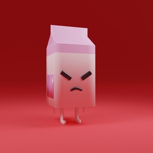 Foody Gourmet Animated Milk Characters - Pack of 3 Emotions 3D model ...