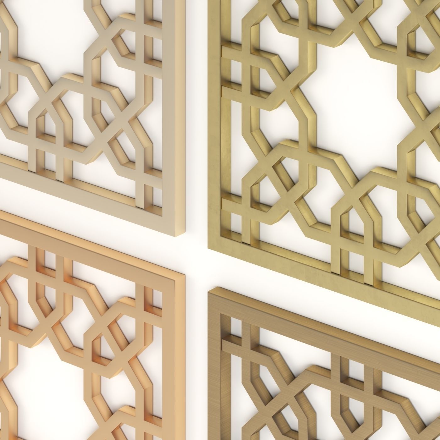 Arabic Islamic pattern decorative gold plaster 3D model | CGTrader