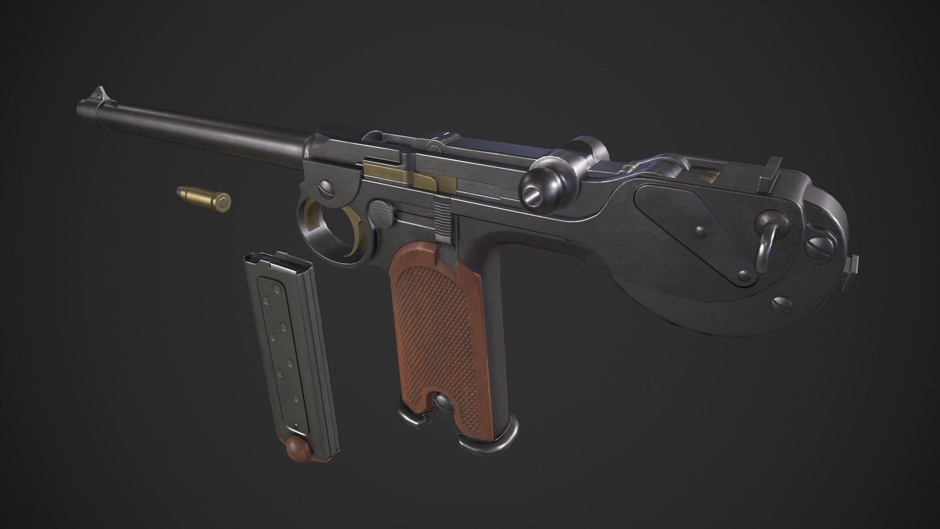 3D model Borchardt C93 Pistol VR / AR / low-poly | CGTrader
