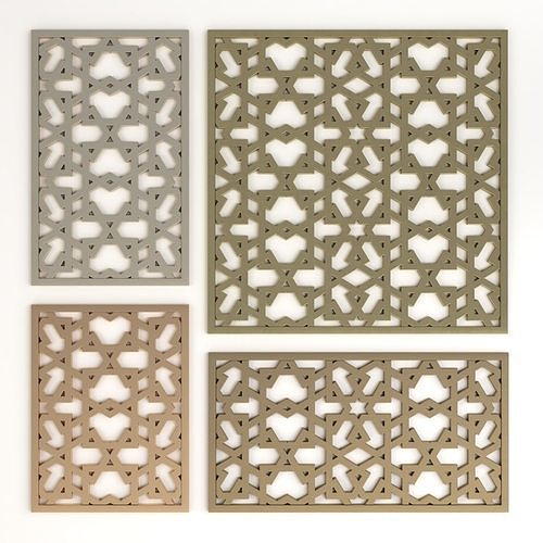 Arabic Islamic pattern decorative gold plaster 3D model | CGTrader