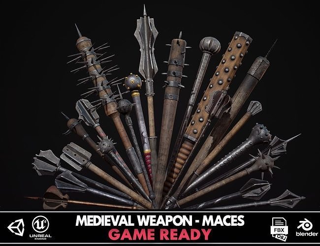 3D model Medieval Weapon - Maces VR / AR / low-poly | CGTrader