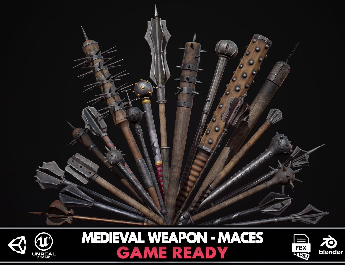 3D model Medieval Weapon - Maces VR / AR / low-poly | CGTrader