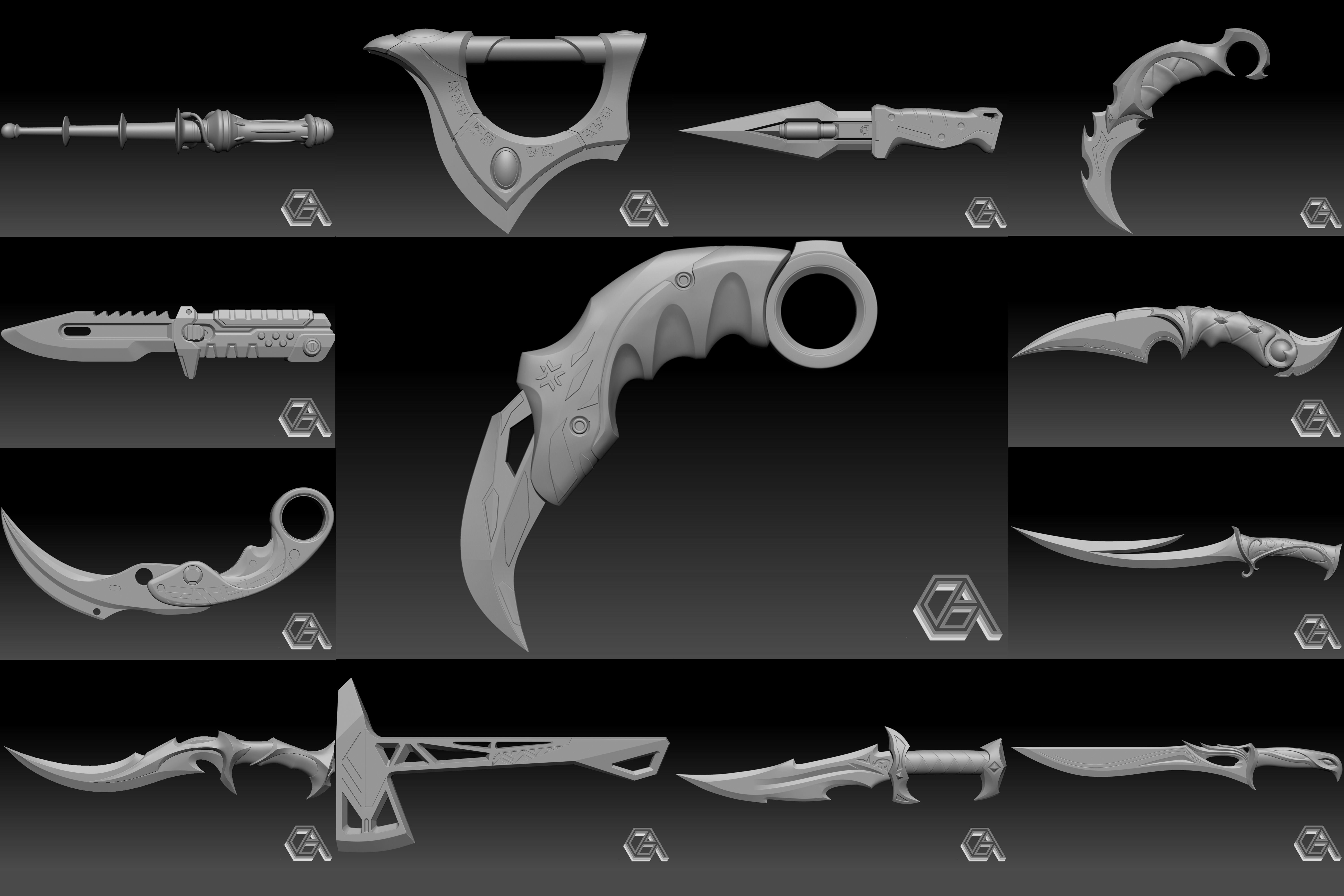 Grey Armory Valorant knives collection 3D printable | CGTrader