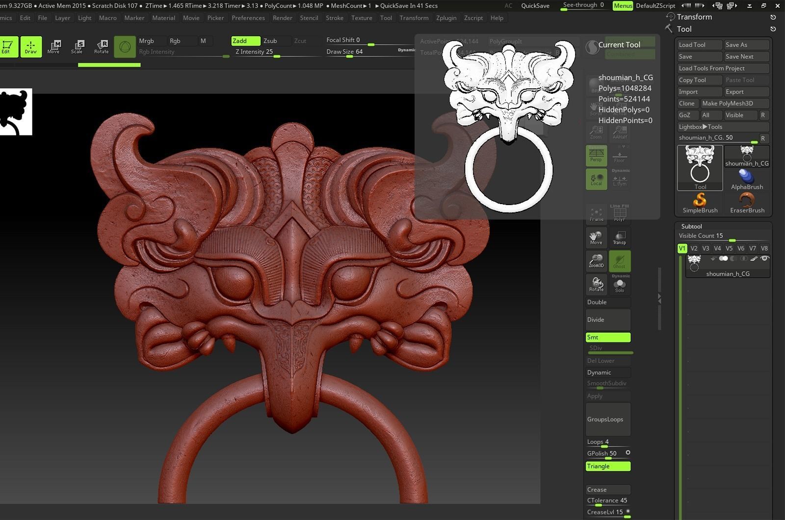 Ancient Chinese Bronze mythical beast Door Knocker high model 3D model ...