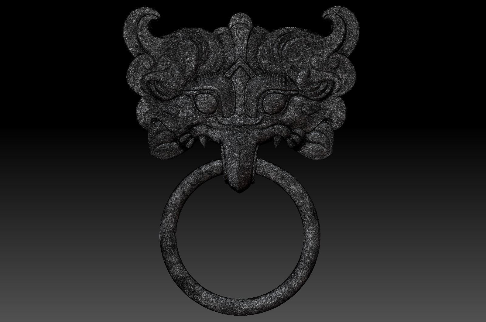 Ancient Chinese Bronze mythical beast Door Knocker high model 3D model ...