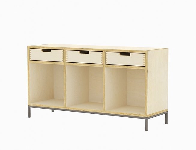 3D model Low-Poly White Birch Plywood Record Shelf VR / AR / low-poly ...