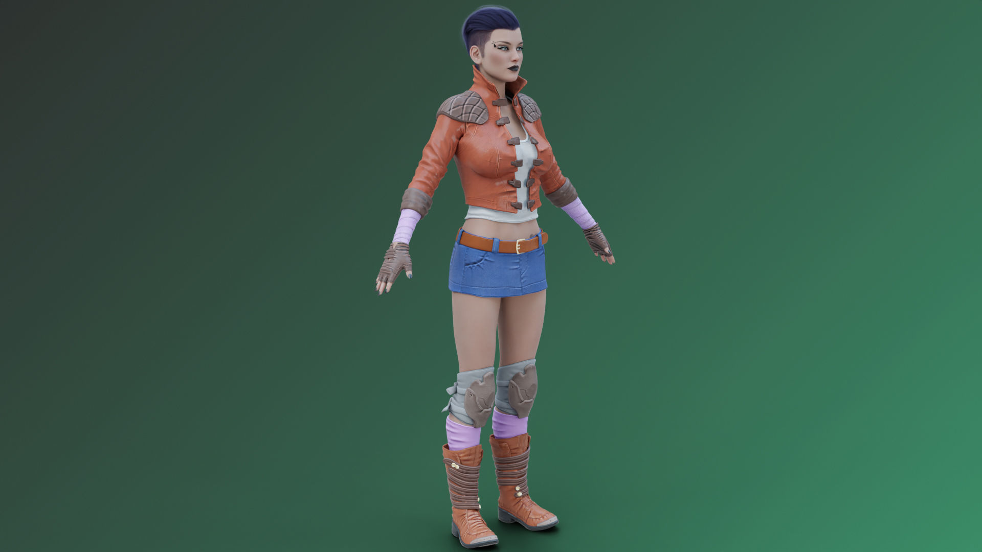 3D model Girl with Zombie Bounty Hunter Ranger Western Outfit - Rigged ...