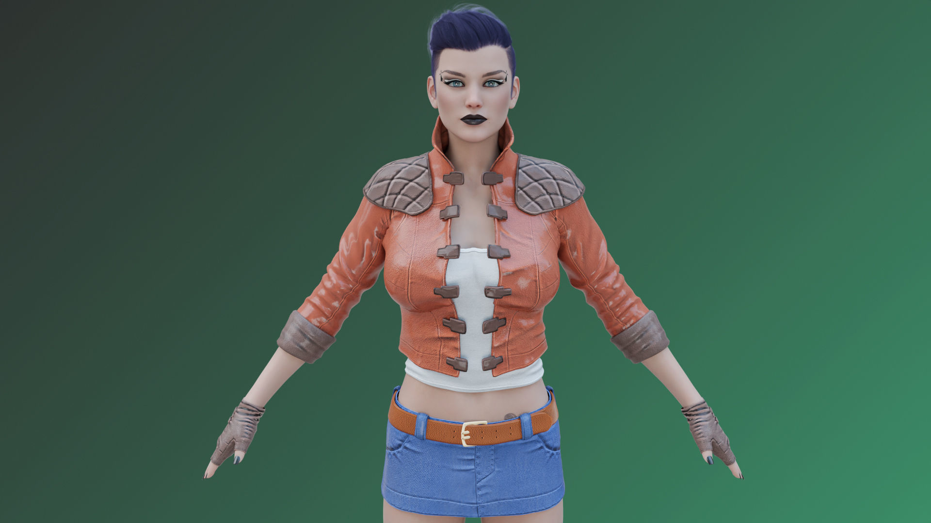 3D model Girl with Zombie Bounty Hunter Ranger Western Outfit - Rigged ...