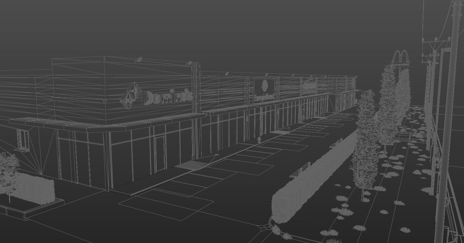 Strip mall shops 3D model | CGTrader