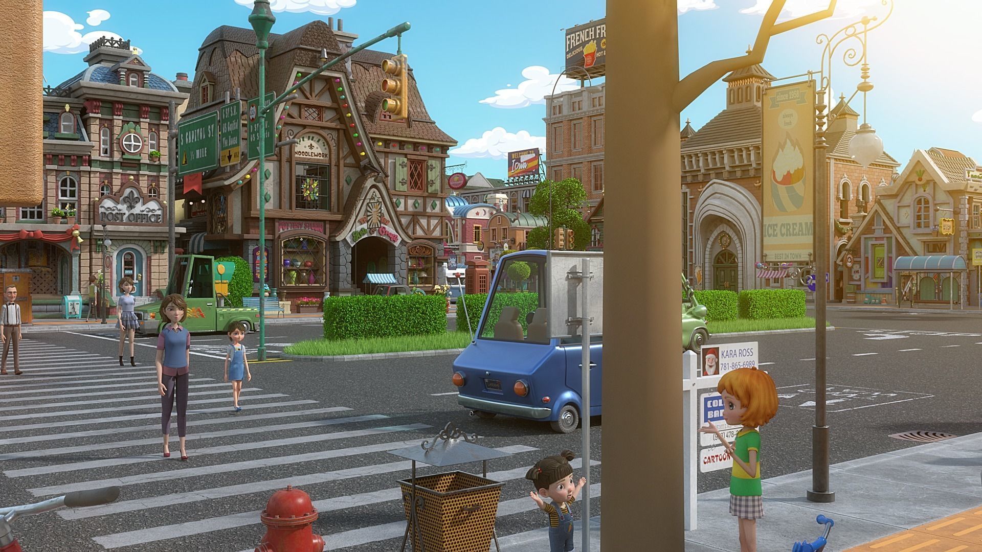 Cartoon City Street Scene V3 3D model | CGTrader