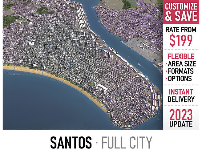 3D model Santos - 3D City Model VR / AR / low-poly | CGTrader