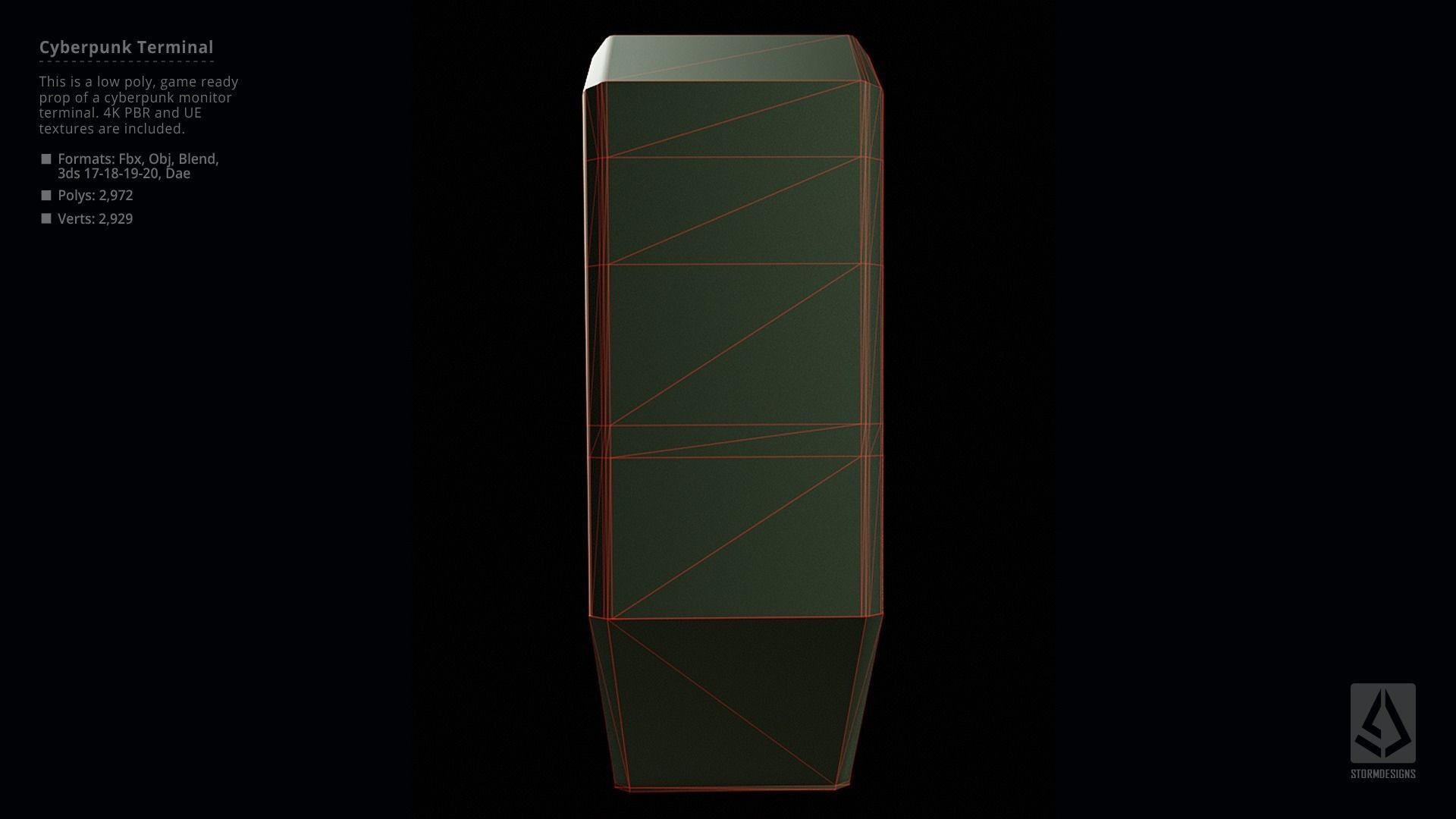 3D model Cyberpunk Monitor Terminal - Low Poly UE Game Prop VR / AR ...