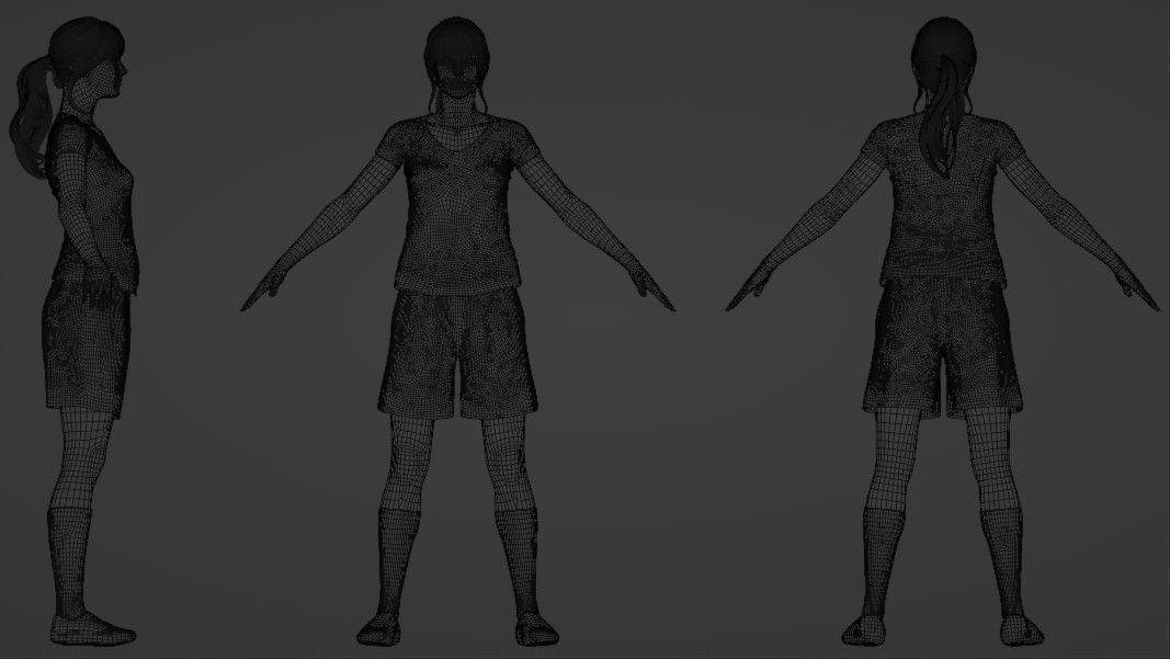 SOCCER GIRL PLAYER REALISTIC CHARACTER 3D model rigged | CGTrader
