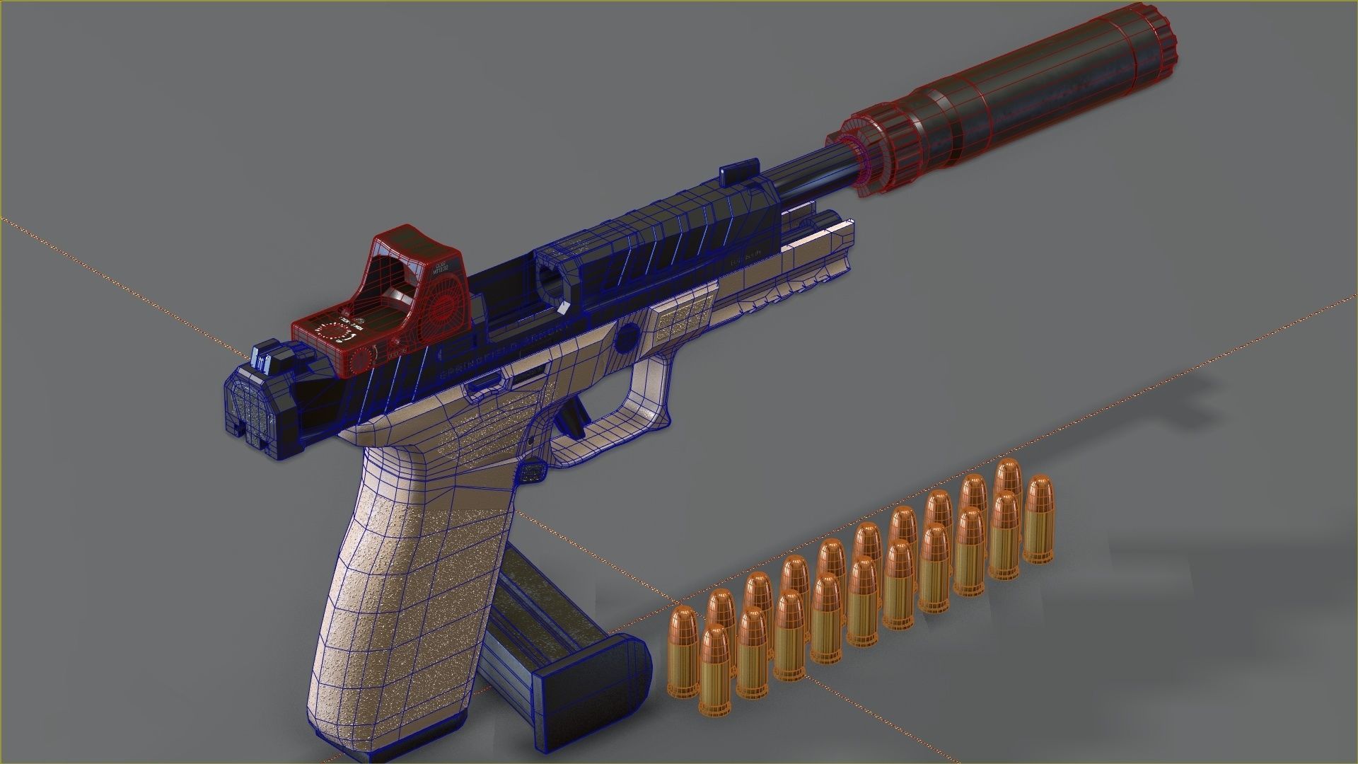 3D model Springfield Armory - Echelon threaded VR / AR / low-poly ...