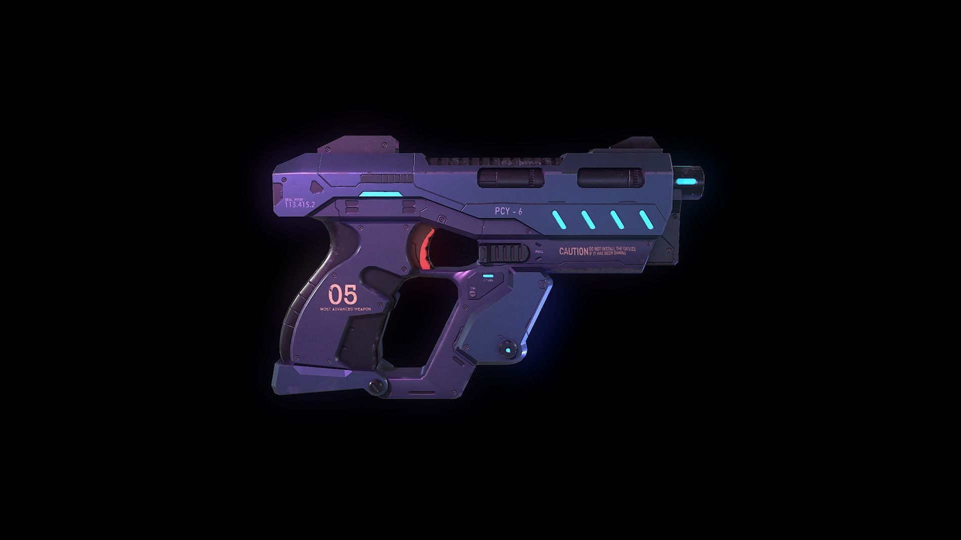 3D model Low Poly Sci-Fi Futuristic Pistol Handgun AR VR Ready VR / AR ...