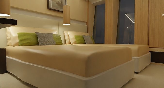 3D model Hotel Room - Bedroom VR / AR / low-poly | CGTrader