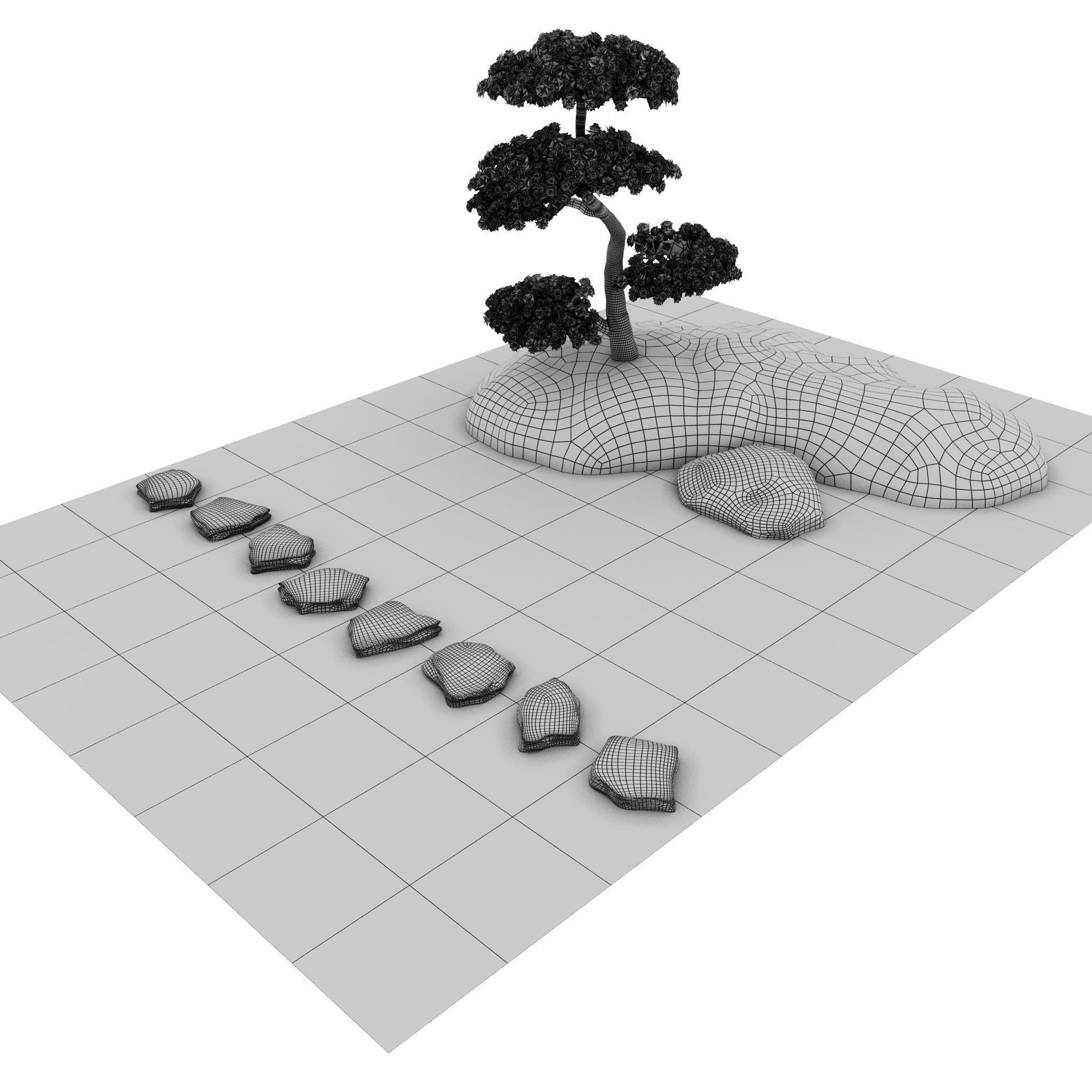 3D model Japanese Rock -Zen- Garden 04 VR / AR / low-poly | CGTrader