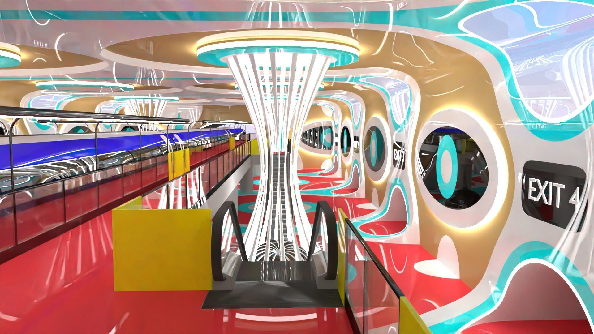 Sci-fi maglev station with train 3D model | CGTrader