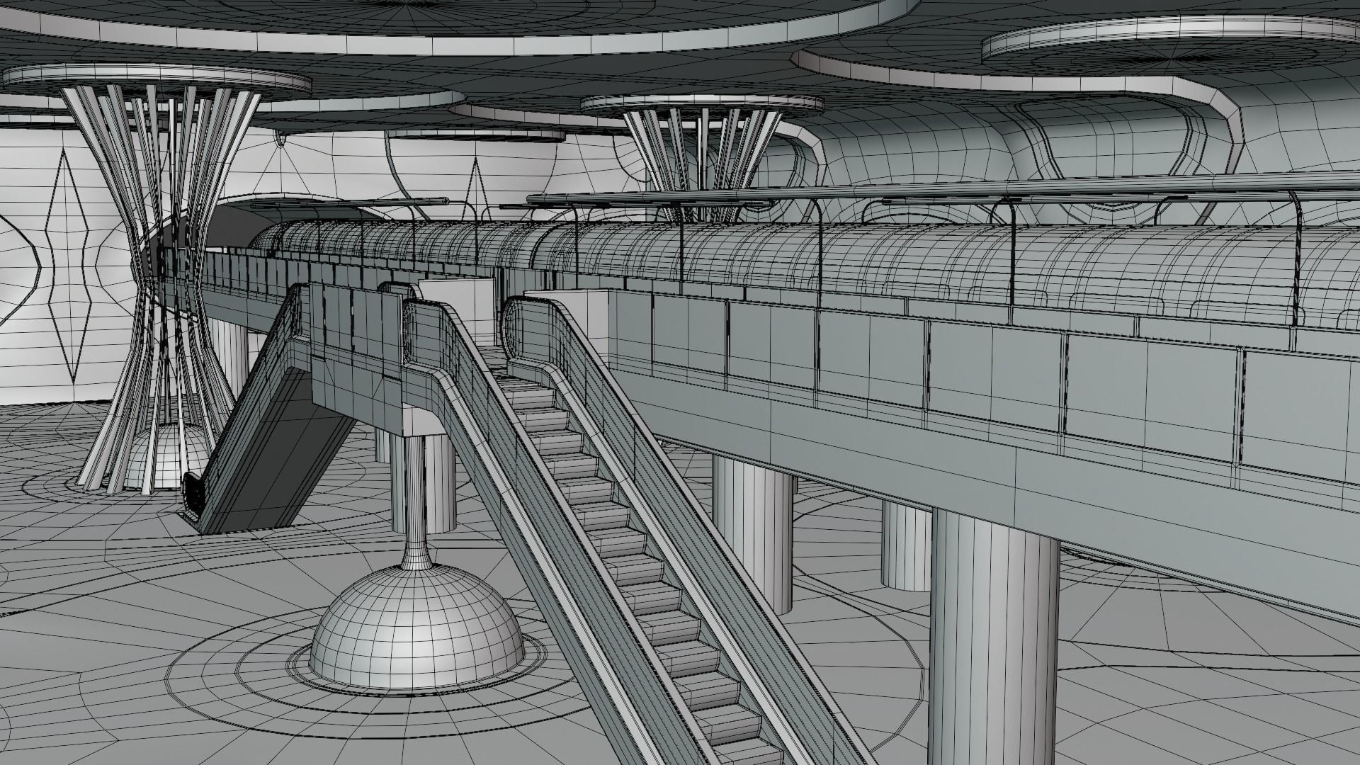 Sci-fi maglev station with train 3D model | CGTrader