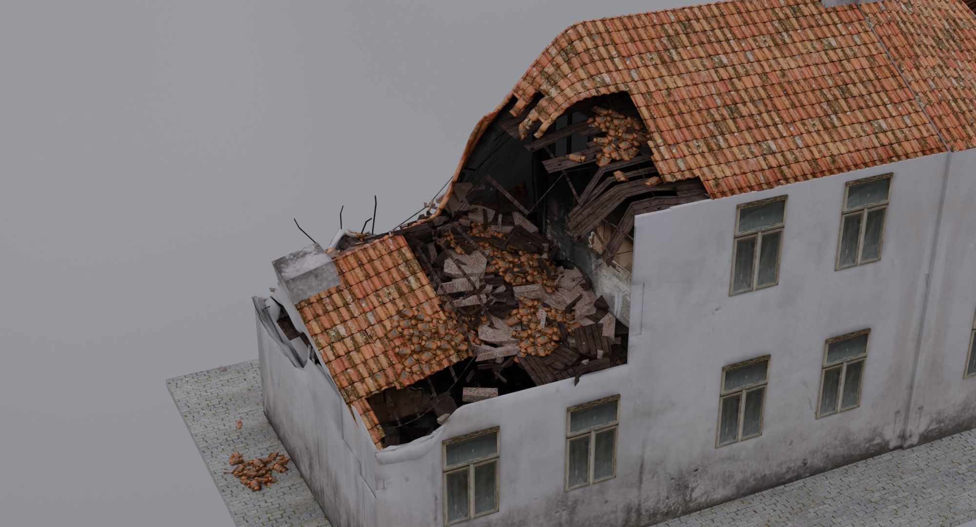 3D model World War 2 Damaged Building VR / AR / low-poly | CGTrader