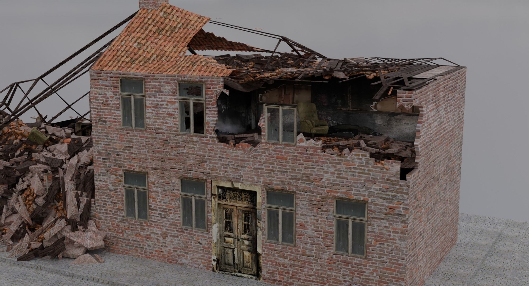3D model World War 2 Damaged Building VR / AR / low-poly | CGTrader