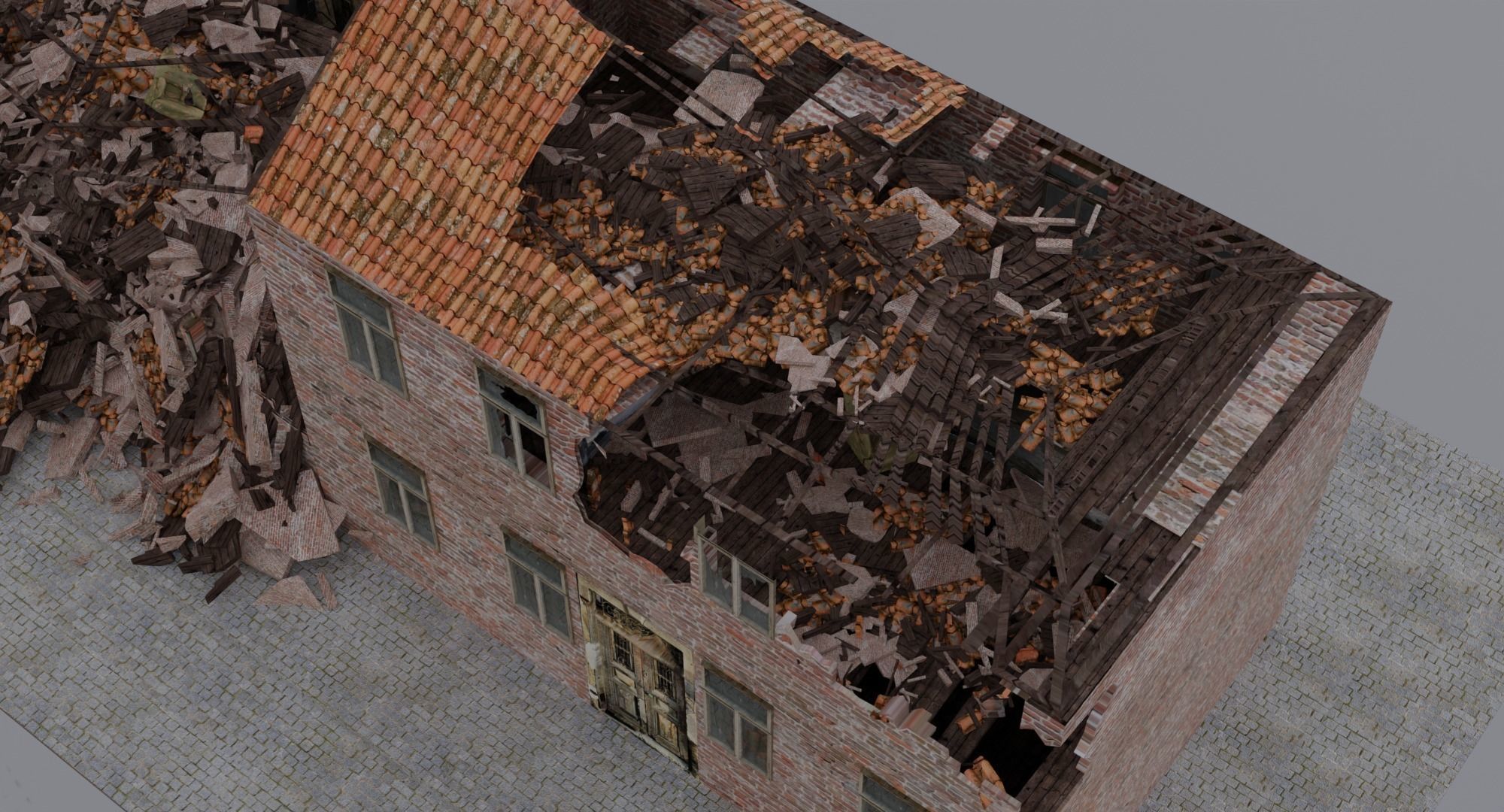 3D model World War 2 Damaged Building VR / AR / low-poly | CGTrader