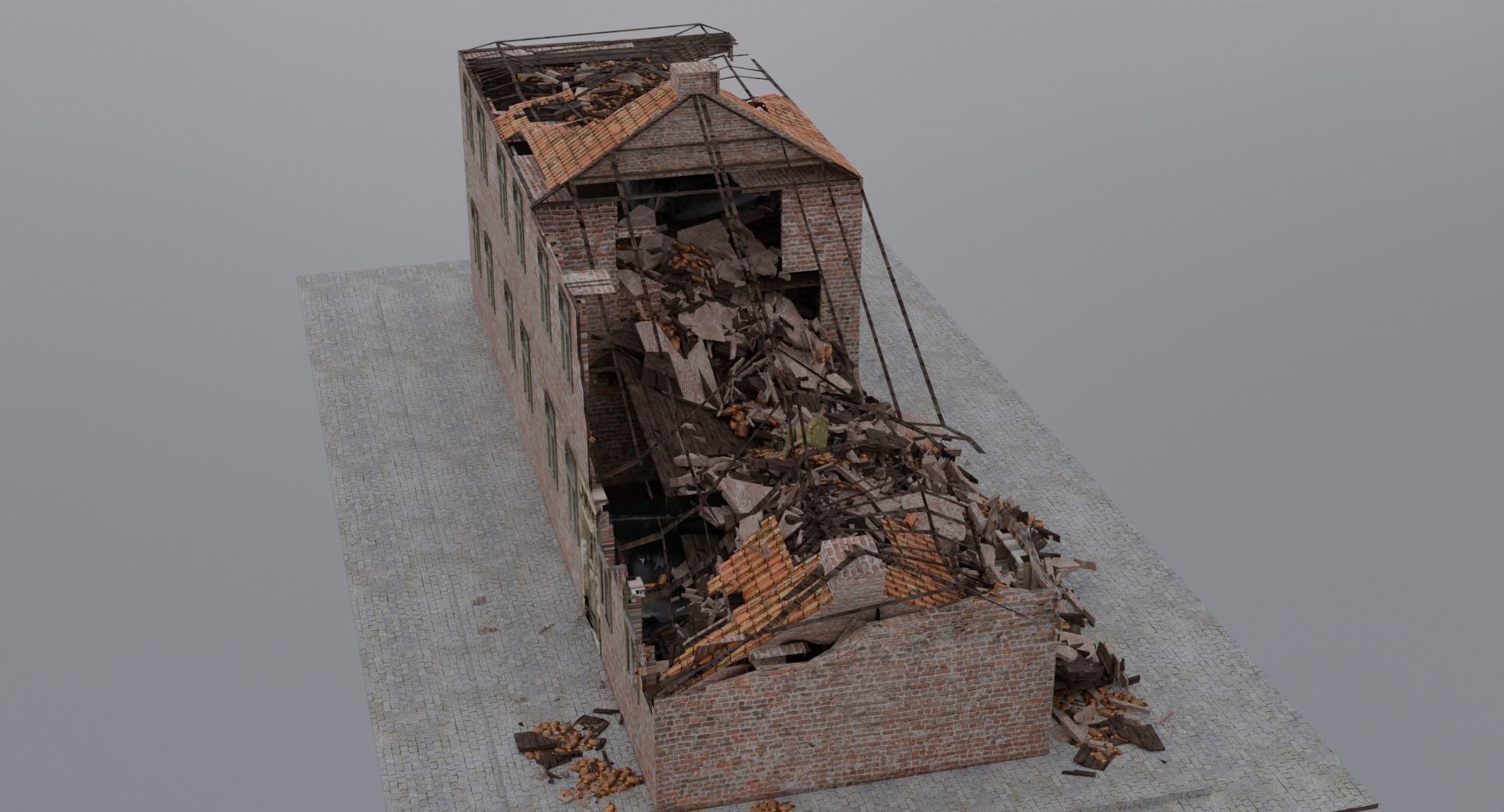 3D model World War 2 Damaged Building VR / AR / low-poly | CGTrader