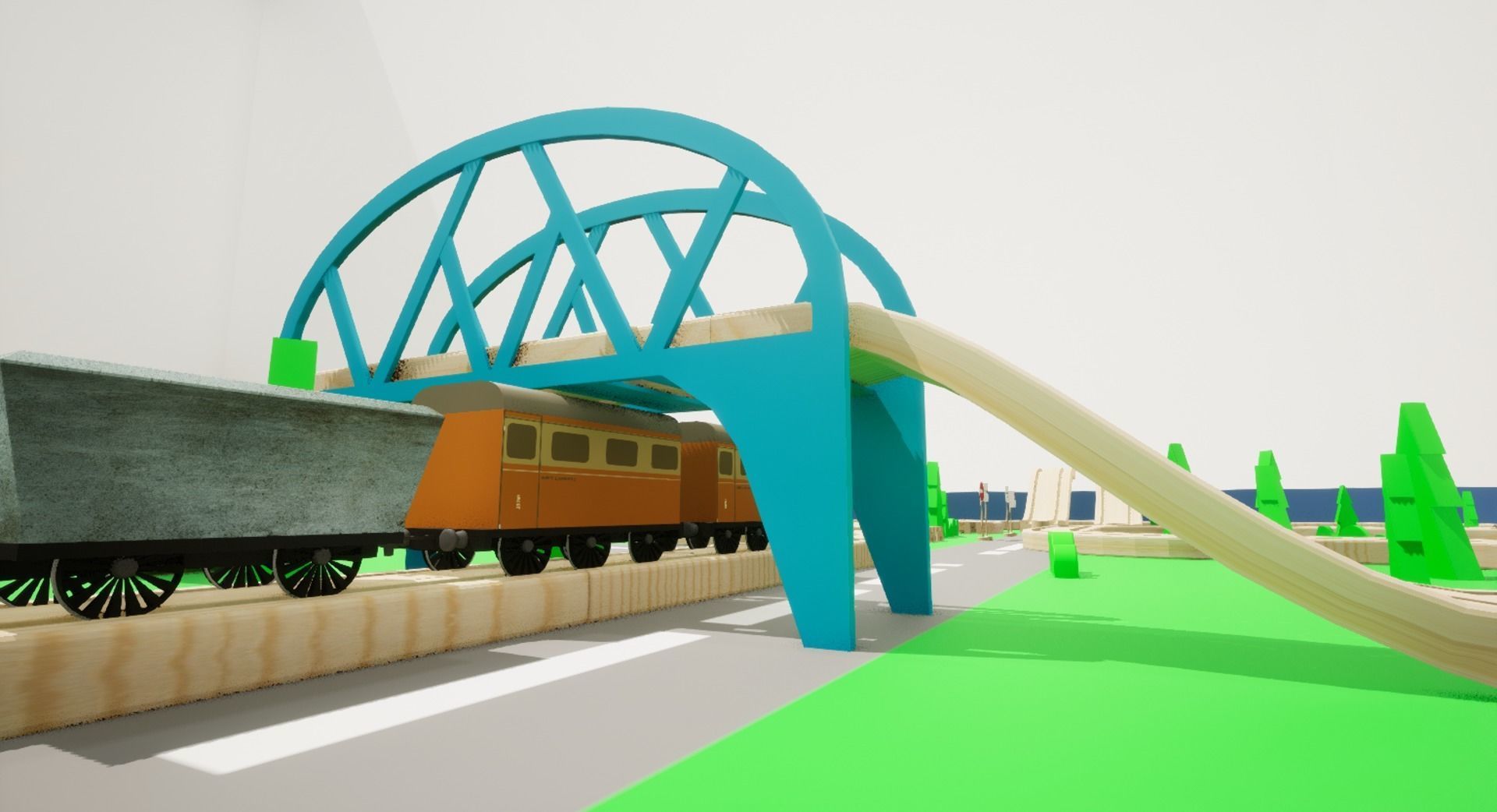 3D model Train Set - Modular Train Track - Trains and Table VR / AR ...