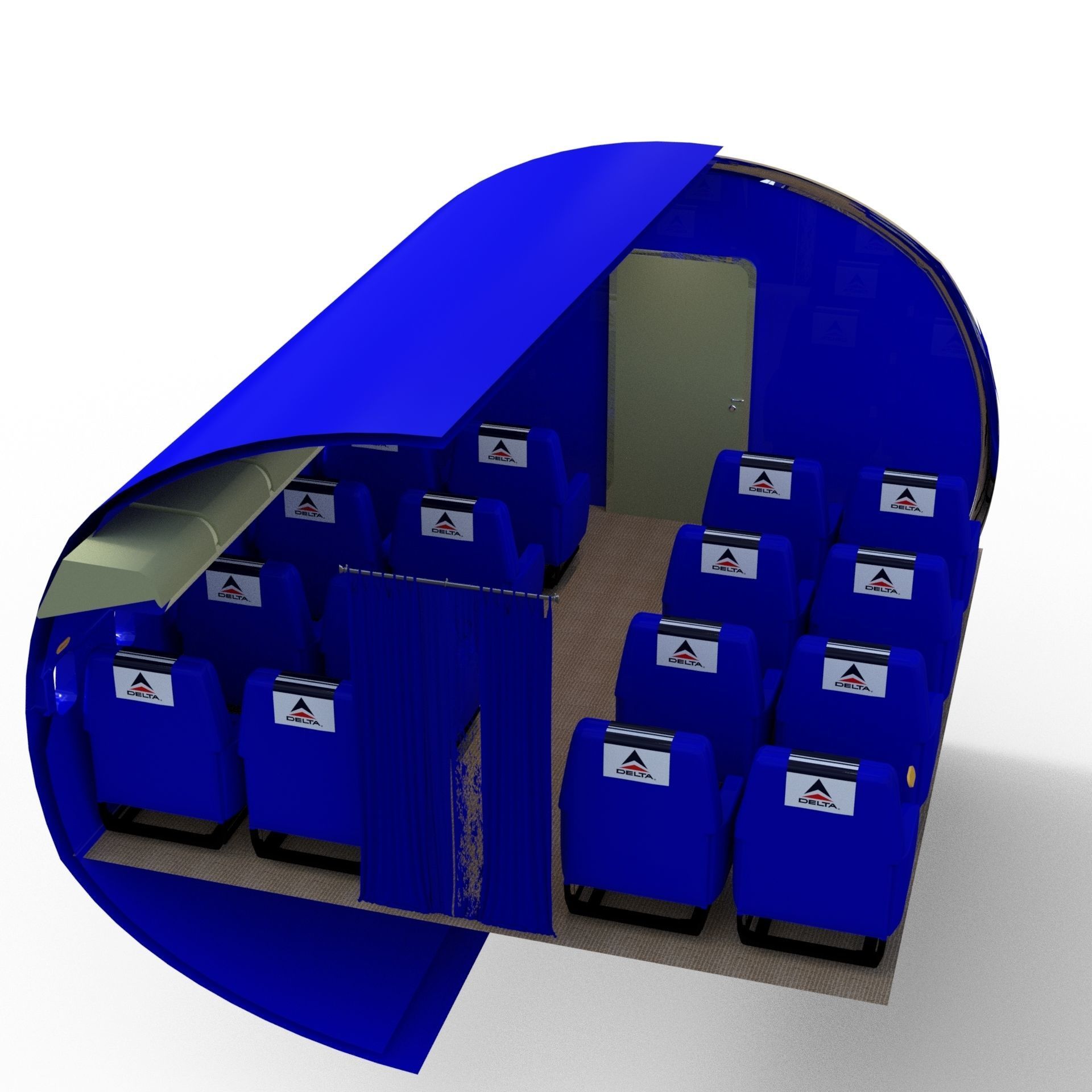 Inside a commercial plane 3D model | CGTrader