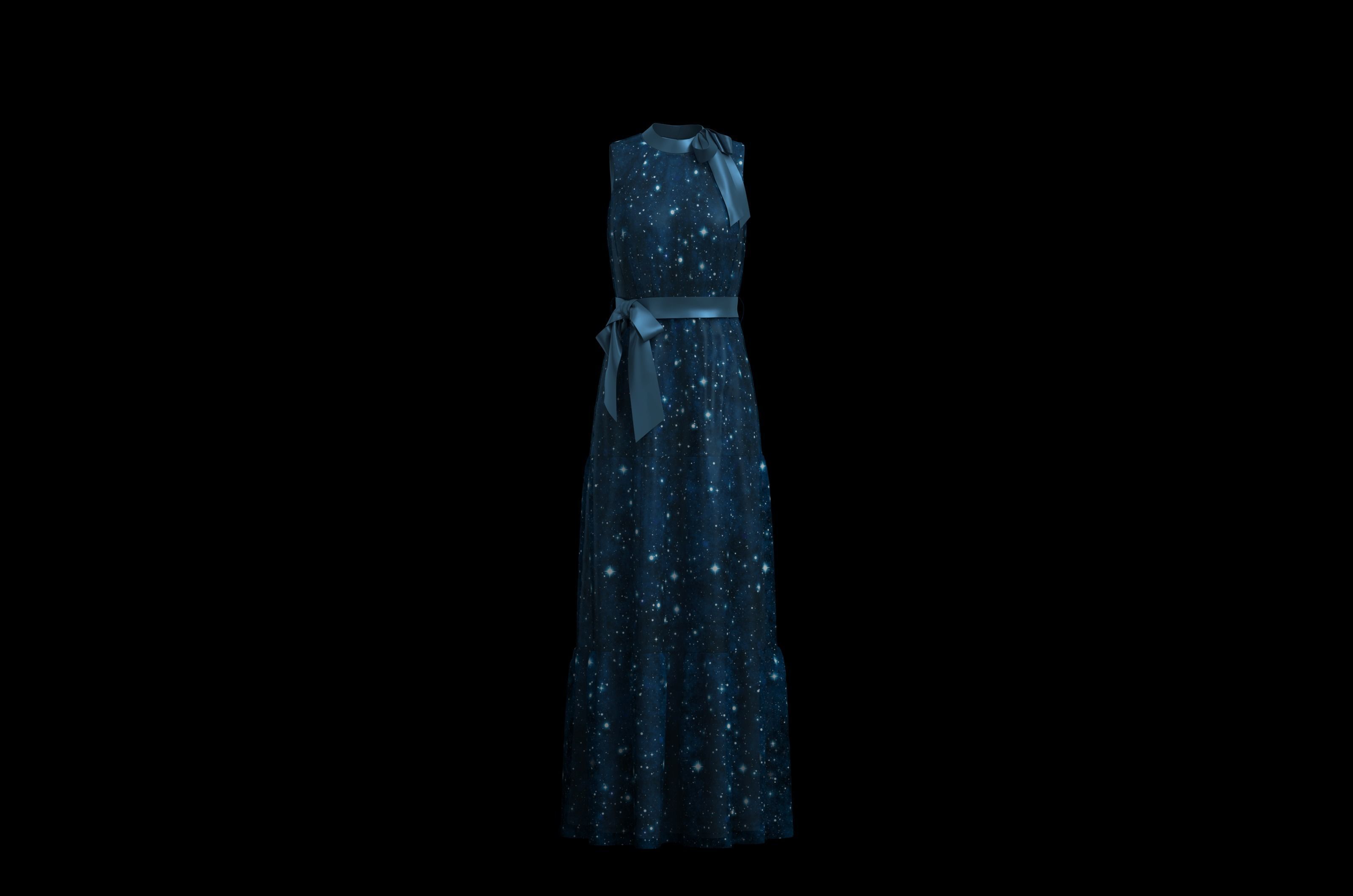 Dreamy Starry Night sleeveless dress free VR / AR / low-poly 3D model ...