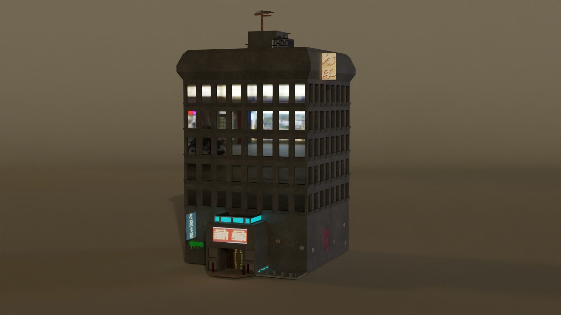 Cyberpunk Hotel 3D model | CGTrader