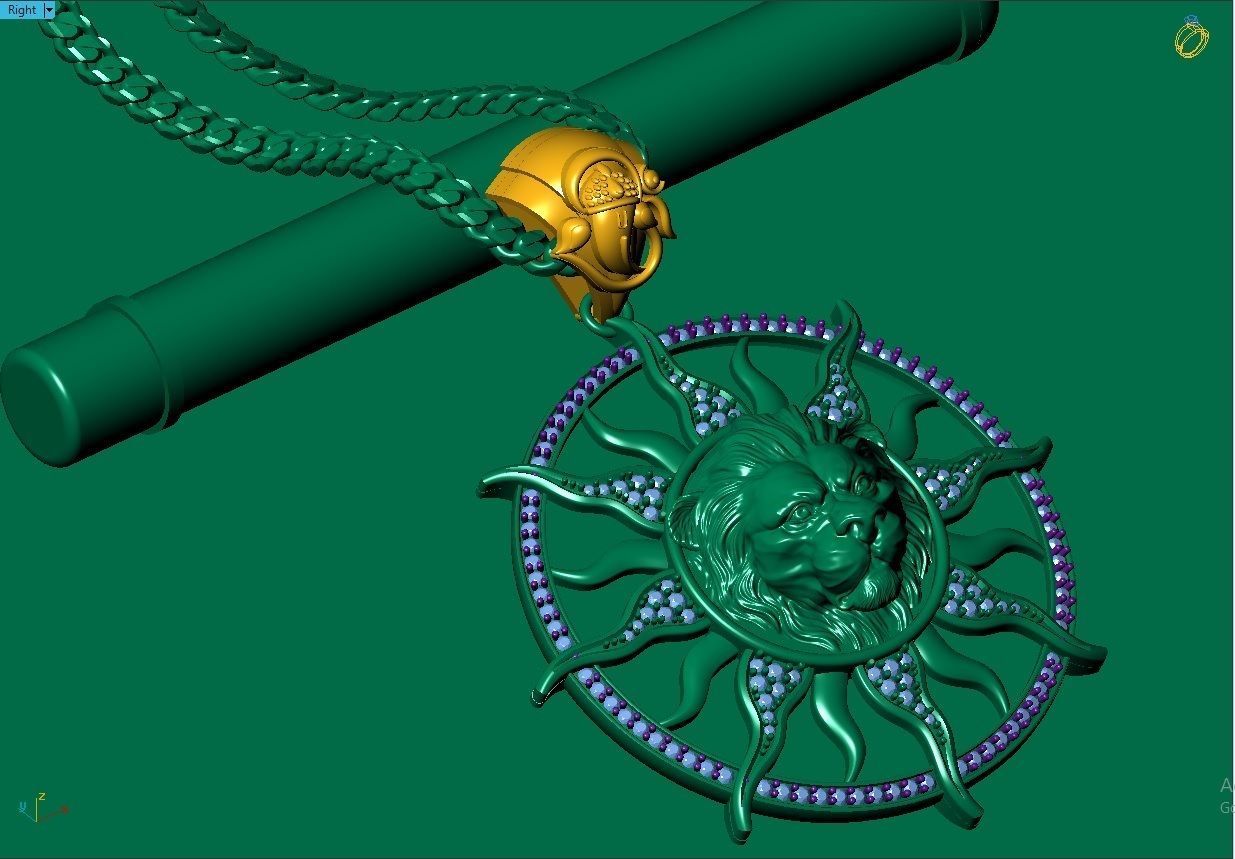 sun lion pendant 3D model | CGTrader