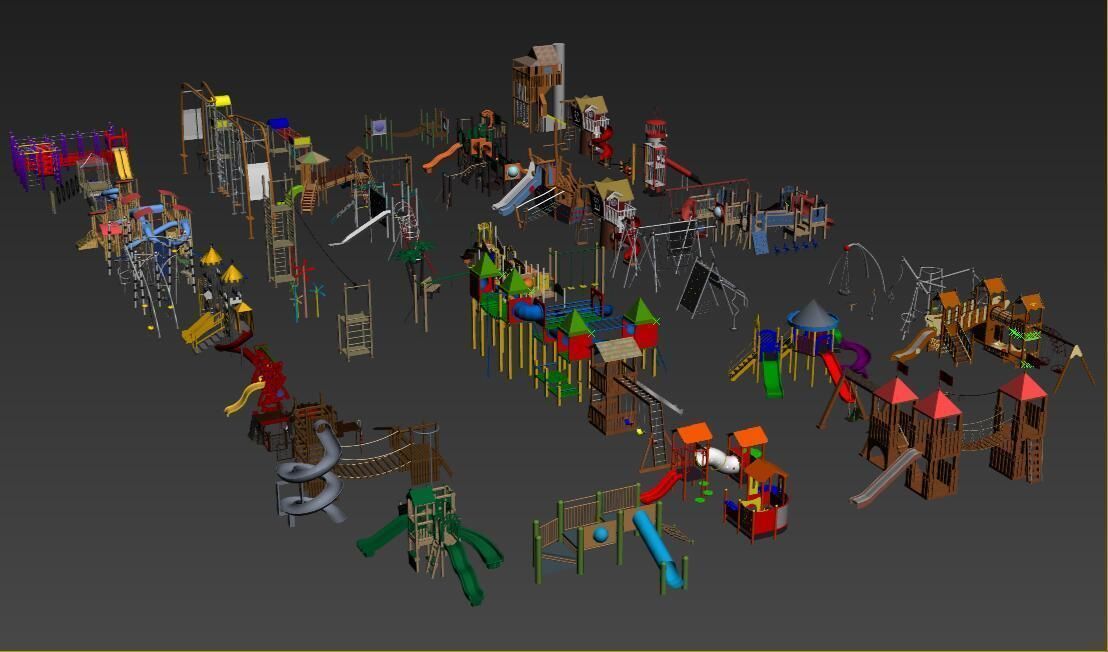 playground equipments group 3D model | CGTrader