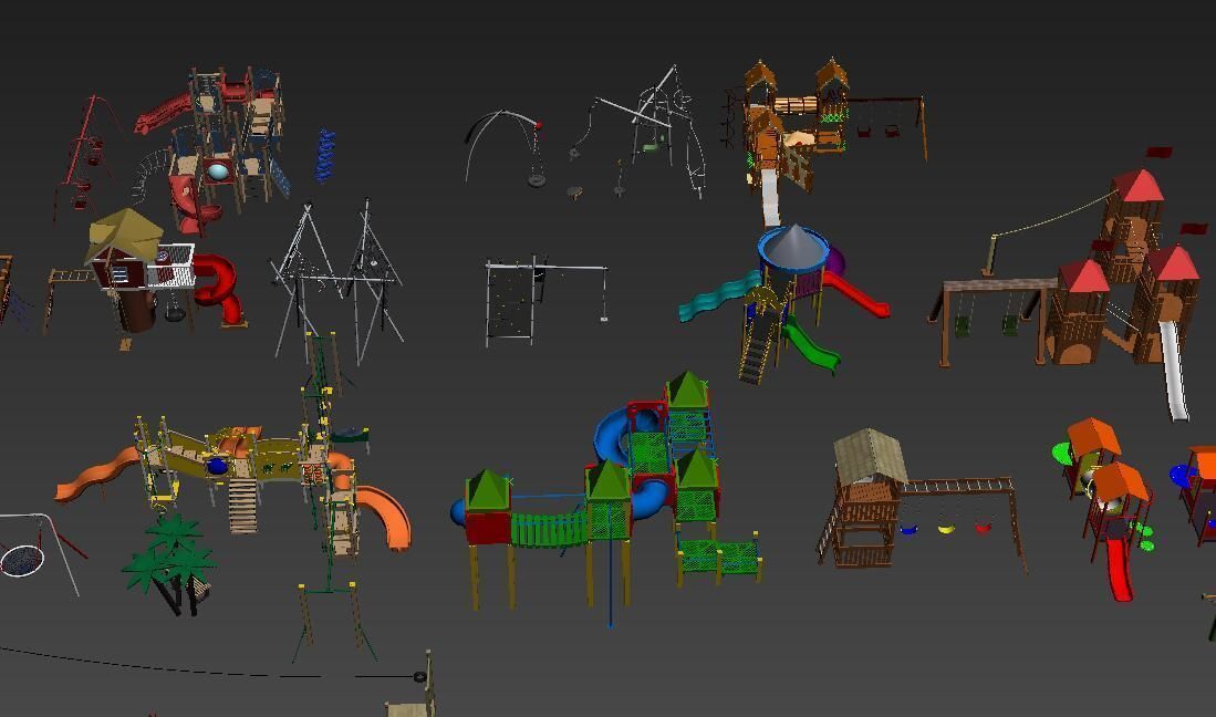 playground equipments group 3D model | CGTrader