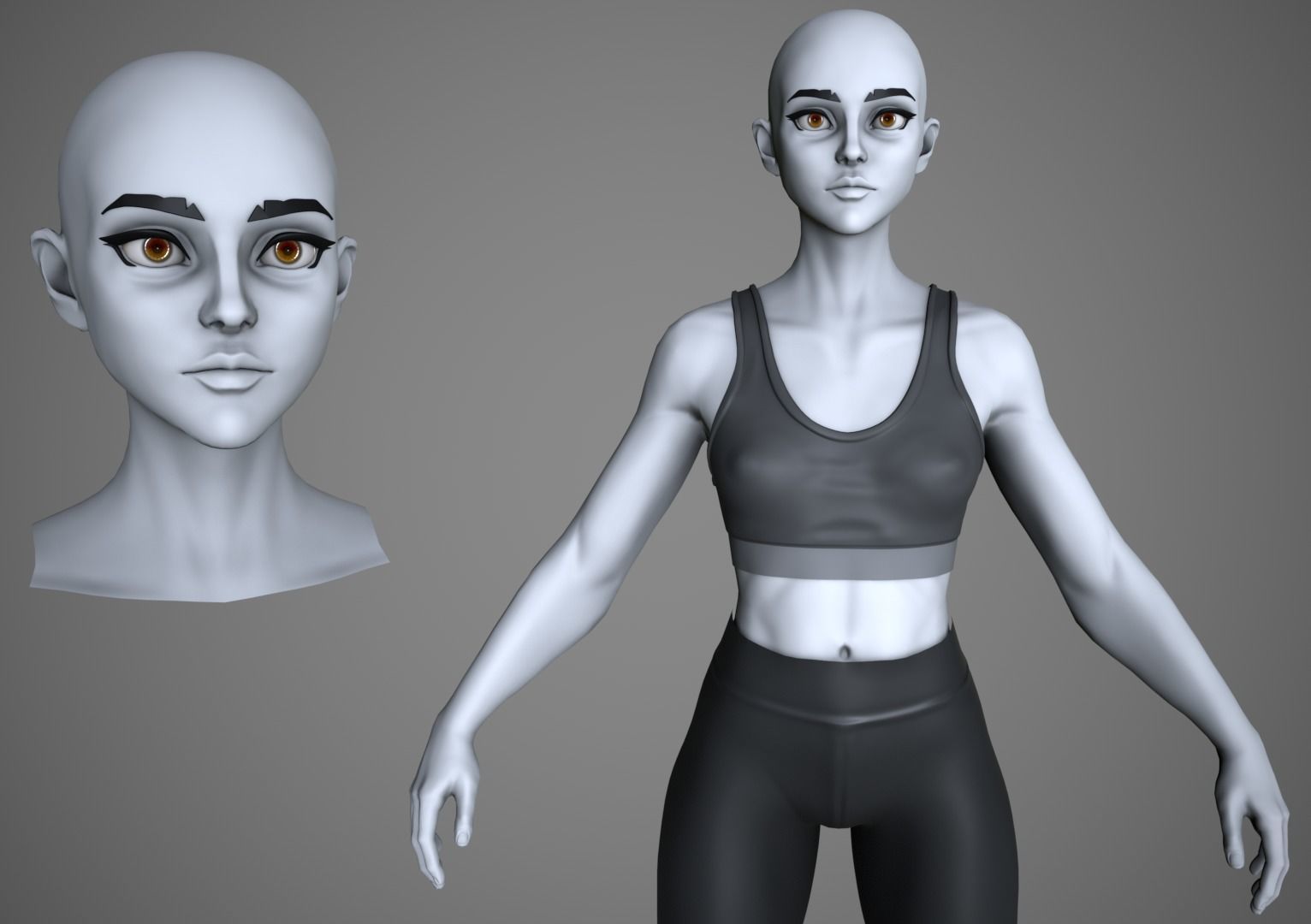 3D model Stylized female character full body base mesh 3D model VR / AR ...