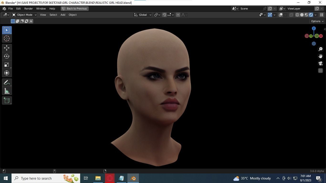 3D REALISTIC GIRL HEAD FROM 2D REFERENCE 3D model | CGTrader