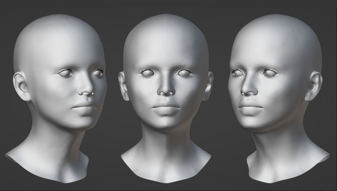 3D REALISTIC GIRL HEAD FROM 2D REFERENCE 3D model | CGTrader