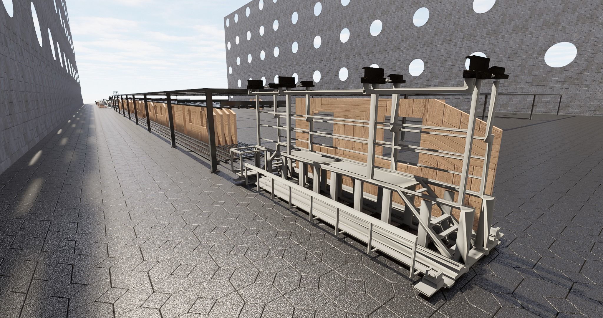 Assembly Line for Automatic House Building Structures 3D model animated | CGTrader