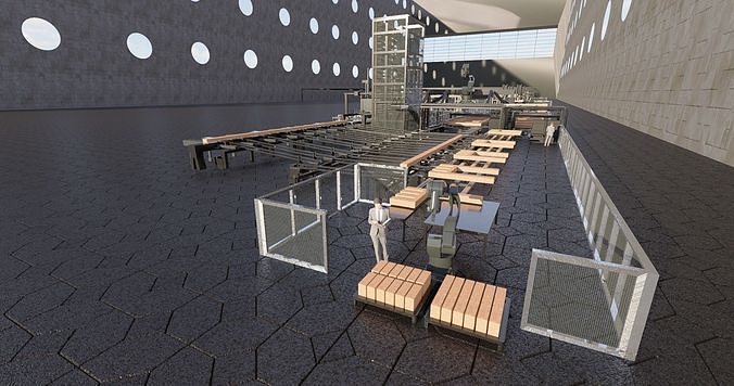 Assembly Line for Automatic House Building Structures 3D model animated ...