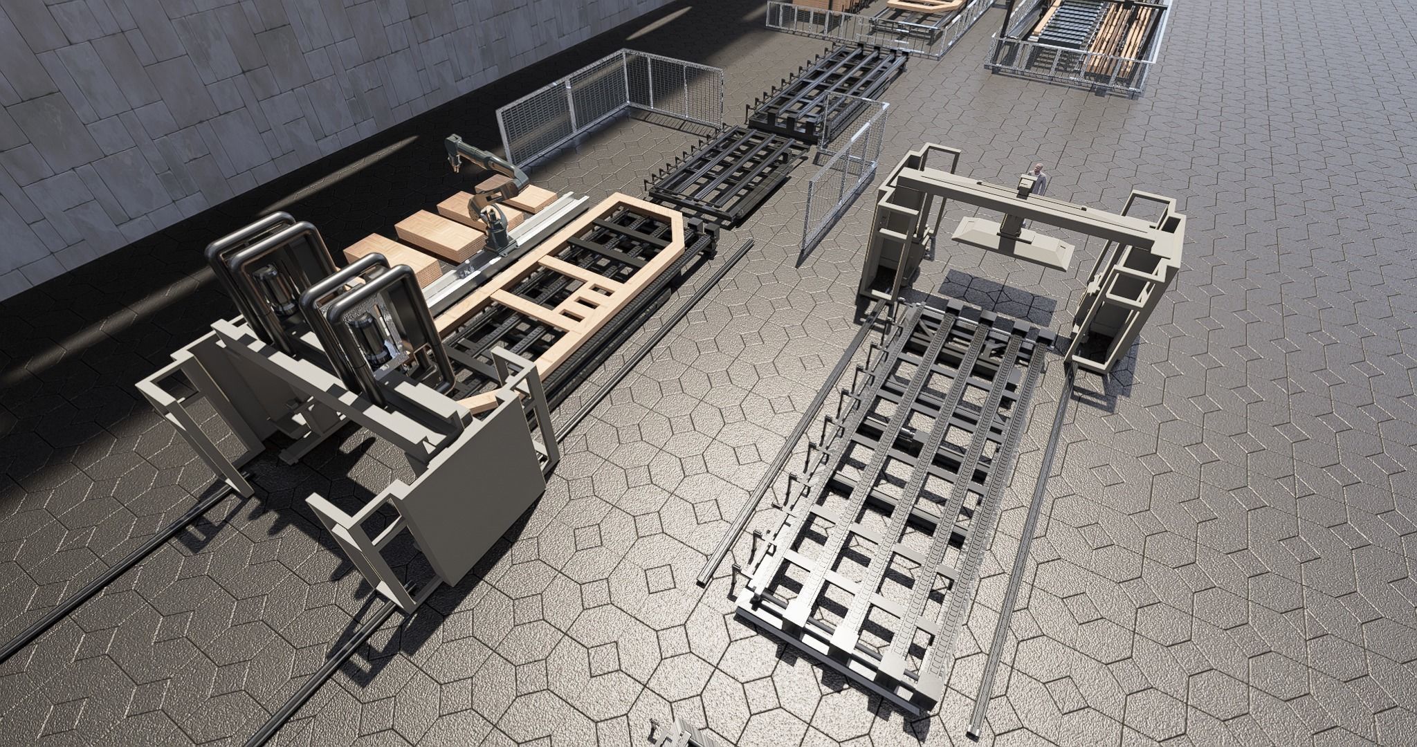 Assembly Line for Automatic House Building Structures 3D model animated ...