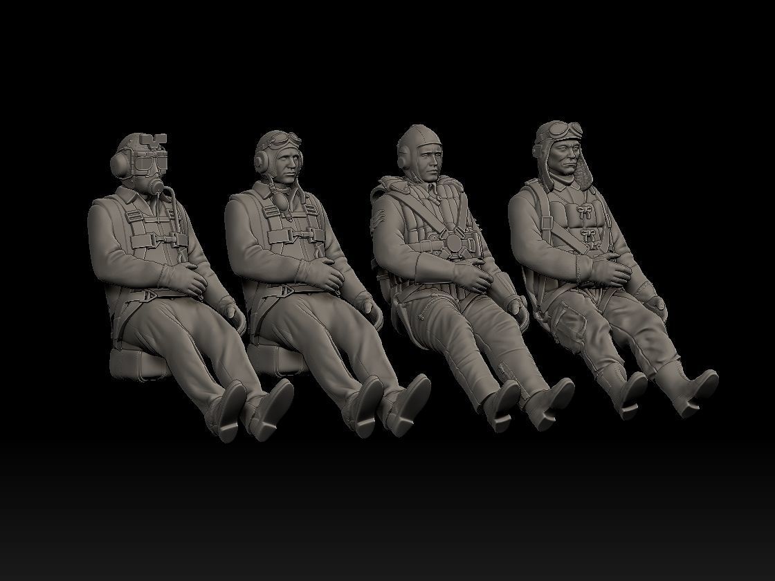 pilots ww2 3D model 3D printable | CGTrader