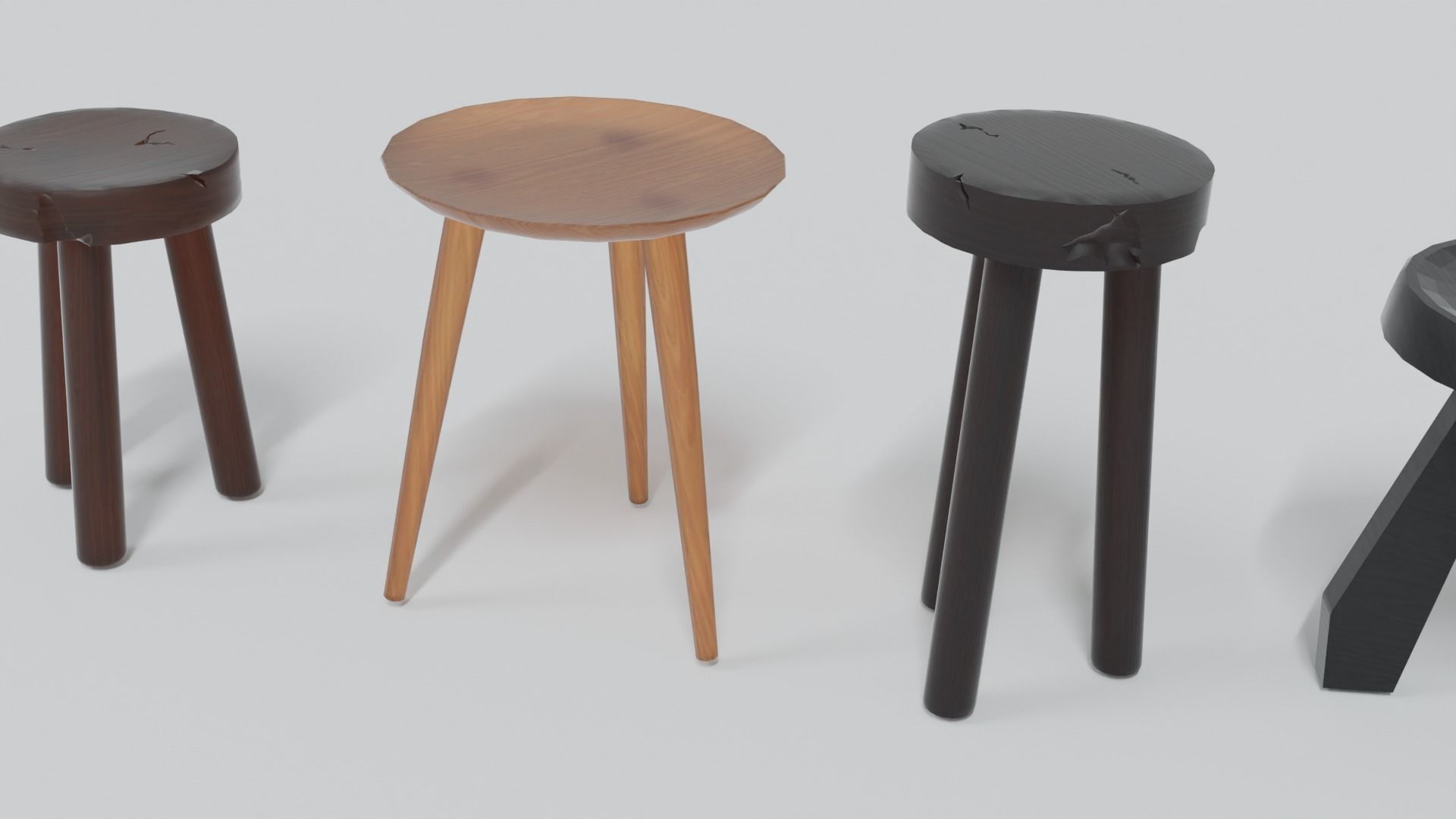 Wooden Stools 4 3D model | CGTrader