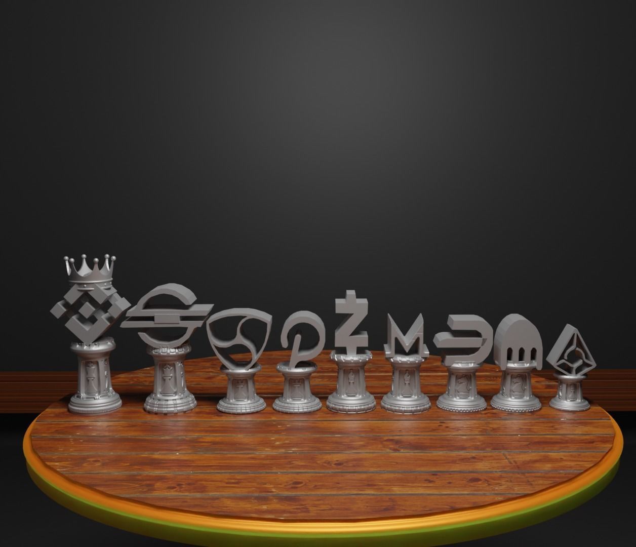 Crypto Coin Figure Chess Set 18 Character Chess Pieces 3D model 3D ...