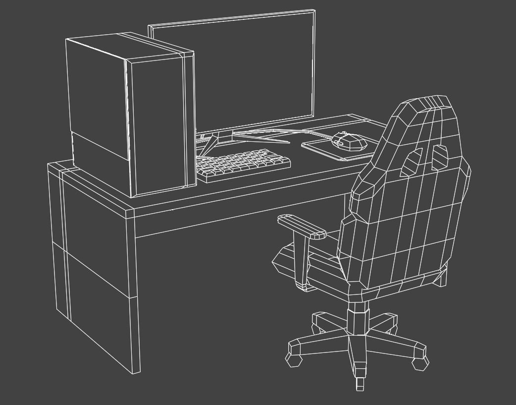 3D model Gaming Setup Low Poly VR / AR / low-poly | CGTrader
