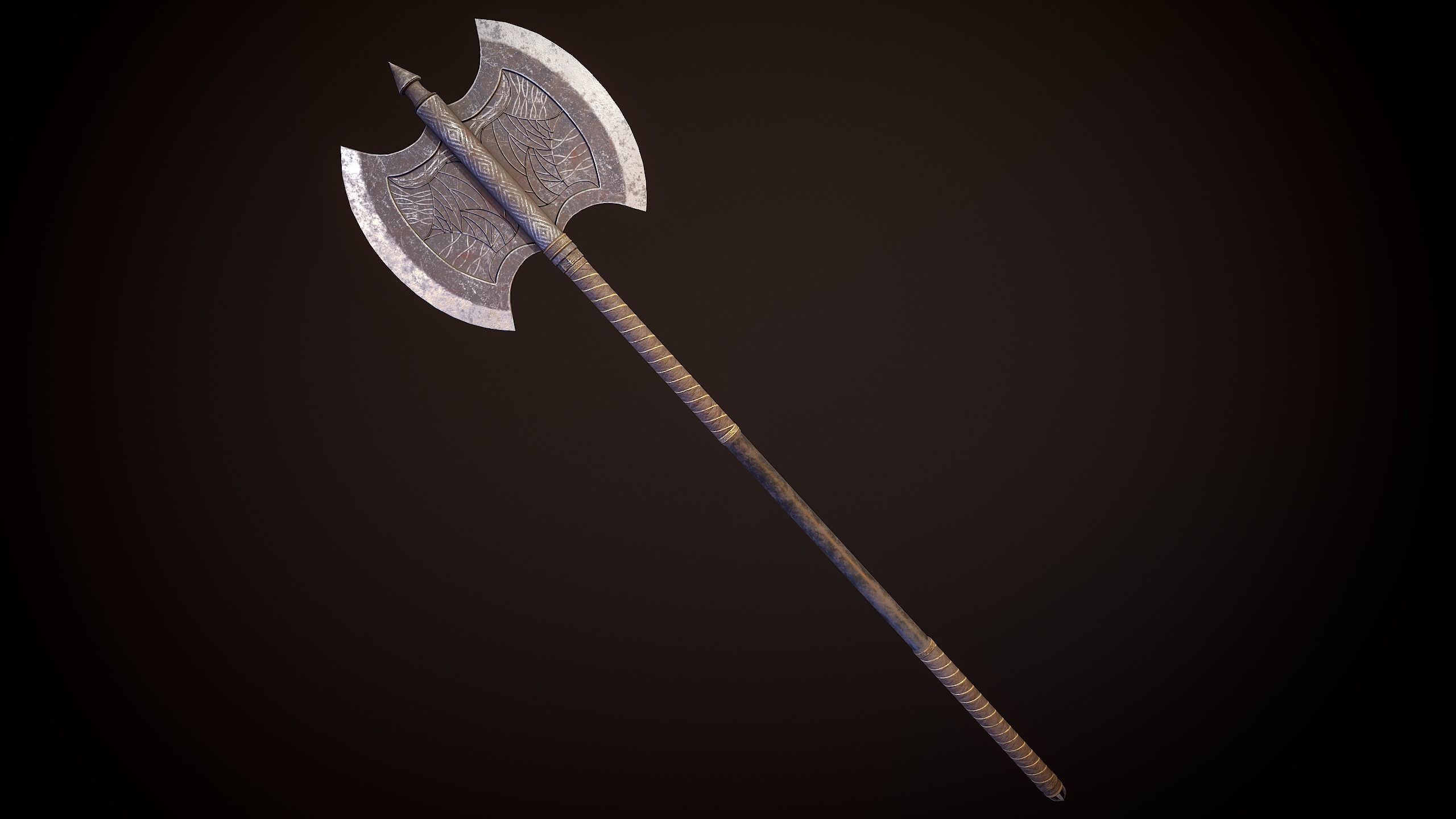 3D model Fantasy Old Two Handed Axe VR / AR / low-poly | CGTrader