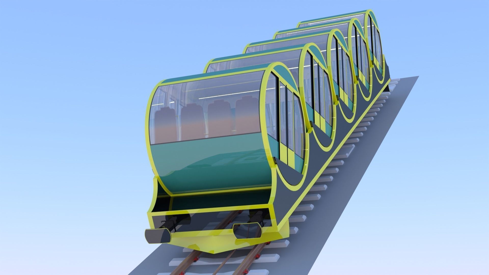 Funicular - mountain train 3D model | CGTrader