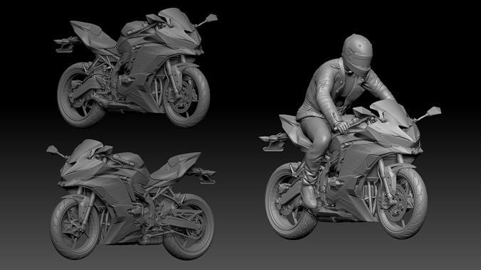 kawasaki zx-25r and rider 3D model 3D printable | CGTrader